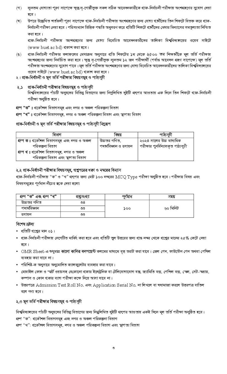BUET Admission Circular 2025-2026 - Education Board Results